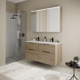 Burgbad Eqio Schrank mit Slim Keramik-Doppelwaschtisch, mit Spiegelschrank, SHCR122RF6423C0001G0200,