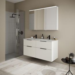 Burgbad Eqio Schrank mit Slim Keramik-Doppelwaschtisch, mit Spiegelschrank, SHCR122RF6582C0001G0200,