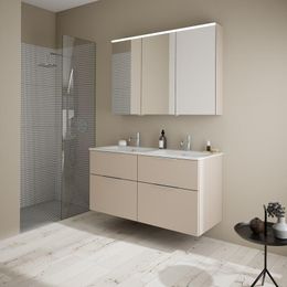 Burgbad Eqio Schrank mit Slim Keramik-Doppelwaschtisch, mit Spiegelschrank, SHCR122LF6583C0001G0146,