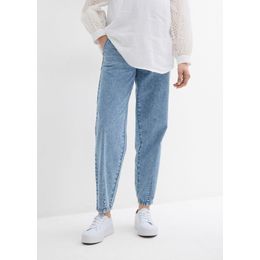 bonprix Kn&ouml;chellange Umstandsjeans Boyfriend Fit, blau, mit Baumwolle