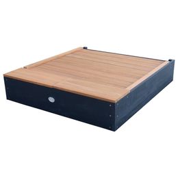 Sandkasten, Anthrazit, Braun, Holz, Hemlocktanne, 90x74x100 cm, EN 71, CE, FSC 100%, hoher Rand, Sitzfl&auml;che, mit Holzschutz vorbehandelt, Outdoor Spielzeug, Sandk&auml;sten