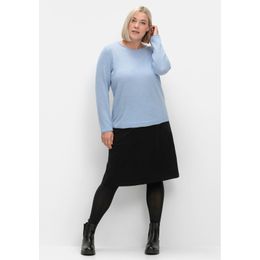 sheego Gro&szlig;e Gr&ouml;&szlig;en Kaschmirpullover mit Rollkanten, blau-meliert, Gr&ouml;&szlig;e 44/46 - Damen