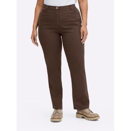 sheego Gro&szlig;e Gr&ouml;&szlig;en 5-Pocket-Jeans mit Stickerei-Motiv, schoko, Gr&ouml;&szlig;e 26 - Damen