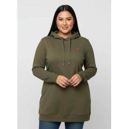 sheego Gro&szlig;e Gr&ouml;&szlig;en Longsweatshirt mit Kapuze, oliv, Gr&ouml;&szlig;e 52 - Damen
