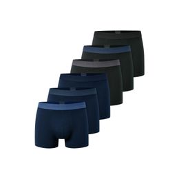 Boxershorts Schiesser "Boxershort 6PACK Shorts "95/5" 6er Pack", Herren, Gr. XXL, bunt (blau, schwarz), Obermaterial: 95% Baumwolle CO. 5% Elasthan EL., Unterhosen Boxershorts