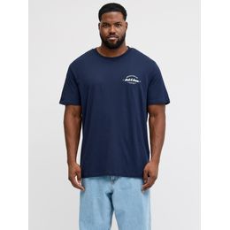 Jack & Jones PlusSize Rundhalsshirt "JJBRANDON TEE SS CREW NECK PLS", Herren, Gr. 6XL, navy blazer print:small print, Jersey, Obermaterial: 100% Baumwolle, JACK & JONES PLUSSIZE, bedruckt, regular fit, Rundhals, Shirts Rundhalsshirt