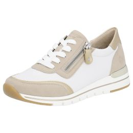 Keilsneaker Remonte, Damen, Gr. 37, beige (wei&szlig;, hellbeige), Lederimitat, Schuhe Keilsneaker, mit Kontrastbes&auml;tzen, Freizeitschuh, Halbschuh, Schn&uuml;rschuh, Topseller