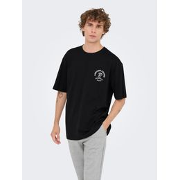 Only & Sons T-Shirt ONLY & SONS "ONSNATHAN RLX SS TEE NOOS", Herren, Gr. XXL, schwarz print:cortado coffee, Jersey, Obermaterial: 100% Baumwolle, bedruckt, relaxed fit normal, Rundhals, Shirts T-Shirt, Baumwolle, relaxed fit