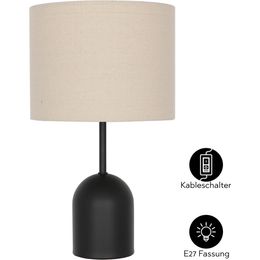 OTTO HOME Tischleuchte "Charleen mit Leinenschirm", schwarz beige, 1, &Oslash; 23cm H: 40cm, 1 Stk., Leuchten, LED max. 6 Watt, Metallfu&szlig;, Textilschirm &Oslash; 23 cm, Tischlampe, Stoff, Tischleuchte