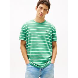 T-Shirt Tommy Jeans "TJM REGULAR STRIPE", Herren, Gr. XL, bahama gr&uuml;n stripe, Single Jersey, Obermaterial: 100% Baumwolle, gestreift, regular fit normal, Rundhals, eingesetzt abgesteppte Kante, Shirts T-Shirt, Regular fit mit Rundhalsausschnitt