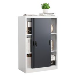 Aktenschrank Vcm "B&uuml;roschrank Stahlschrank abschlie&szlig;bar Malivo 3fach", schwarz (wei&szlig;, anthrazit), B:80cm T:40cm, Obermaterial: 100% Metall MT., Schr&auml;nke, Aktenschrank