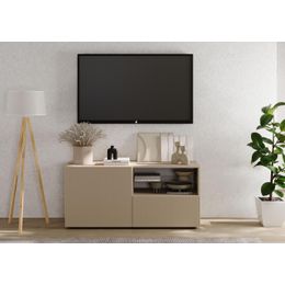 Lowboard Home Affaire "Rio Breite 120 cm, TV-Board 1 T&uuml;r u. 1 Schubkasten, TV-Schrank", cashmere, front mit geriffelter struktur, B:121cm H:57cm T:42cm, FSC-zertifizierter Holzwerkstoff, Sideboards, Lowboard, geriffelte MDF-Fronten, modern u. elegant, Kabelf&uuml;hrung, platzsparend