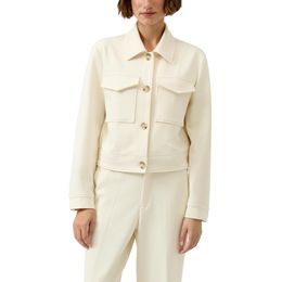 Jackenblazer s.Oliver, Damen, Gr. 36, beige, Web, Obermaterial: 74% Polyester, 22% Viskose, 4% Elasthan. Futter: 100% Polyester, unifarben, gerade h&uuml;ftlang, Rundhals, Blazer Jackenblazer, mit Knopfleiste