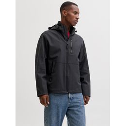 Jack & Jones Outdoorjacke JACK & JONES "JJEADAM DOVER JACKET SN", Herren, Gr. XS, schwarz, Web, Obermaterial: 100% Polyester, unifarben, normal, Jacken Outdoorjacke, mit Kaputze