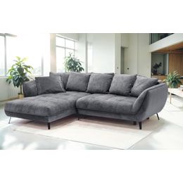 Ecksofa exxpo - SOFA FASHION "Midway Easy-Lift-Bettfunktion, 15cm bodenfrei, bequem, Breite 282cm", grau (graphite), B:282cm H:91cm T:187cm, Sofas, Ecksofa, inkl. Bettfunktion und praktischem Bettkasten, L-Form