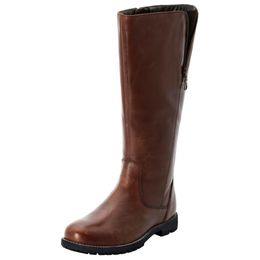 Weitschaftstiefel sheego, Damen, Gr. 42, XXL-Schaft, braun, Glattleder, Leder, Schuhe Weitschaftstiefel
