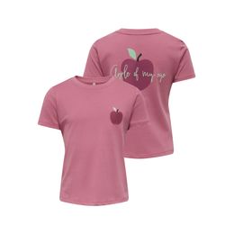 T-Shirt KIDS Only "KMGCANDY LIFE S/S PRINTED TEE JRS NOOS", M&auml;dchen, Gr. 110, heather rose print:apple, Jersey, Obermaterial: 100% Baumwolle, unifarben, regular fit normal, Rundhals, Shirts T-Shirt