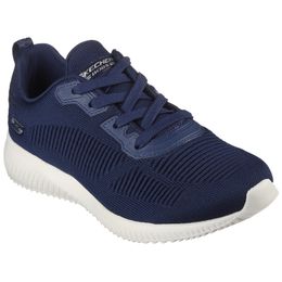 Sneaker Skechers "BOBS SQUAD - TOUGH TALK", Damen, Gr. 36, blau (navy), Textil, Schuhe Sneaker, Schn&uuml;rschuh, Freizeitschuh, Trainingsschuh in Strick-Optik, Topseller
