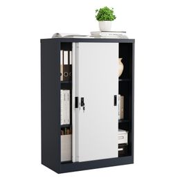 Aktenschrank Vcm "B&uuml;roschrank Stahlschrank abschlie&szlig;bar Malivo 3fach", wei&szlig; (anthrazit, wei&szlig;), B:80cm T:40cm, Obermaterial: 100% Metall MT., Schr&auml;nke, Aktenschrank
