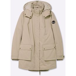 Parka sheego, Damen, Gr. 42, beige, 100% Polyester, Fellimitat:100% Polyester, Wattierung:100% Polyester, unifarben, Jacken Parka