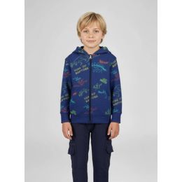 Sweatjacke Blue Seven, Jungen, Gr. 122, dk blau, Sweatware, Obermaterial: 80% Baumwolle, 20% Polyester, bedruckt, Rundhals, Sweatjacken Sweatjacke