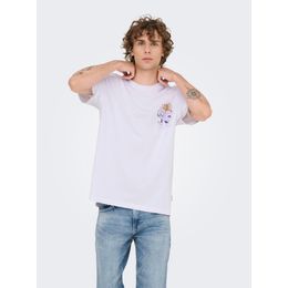 Only & Sons T-Shirt ONLY & SONS "ONSFRANK RLX SS TEE NOOS", Herren, Gr. L, hellwei&szlig; print:chinatown noodles, Jersey, Obermaterial: 100% Baumwolle, bedruckt, relaxed fit normal, Rundhals, Shirts T-Shirt, Baumwolle, relaxed fit