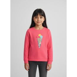 Sweatshirt Blue Seven, M&auml;dchen, Gr. 110, pink, Sweatware, Obermaterial: 100% Baumwolle, bedruckt, unifarben, regular fit, Rundhals, Rippb&uuml;ndchen, Sweatshirts Sweatshirt