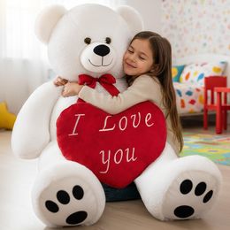 Monzana Pl&uuml;schtier Teddyb&auml;r Wei&szlig; 150cm inkl Herzkissen