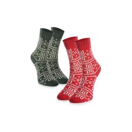 Crea Socks Socken 'Winter' Damen Gr&ouml;&szlig;e 36/40 tanne / rot / wei&szlig;