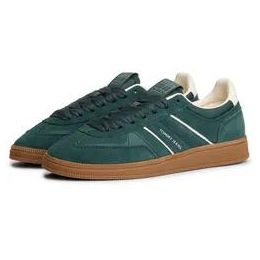Tommy Hilfiger Plateausneaker TOMMY JEANS "THE GREENWICH EDGE SUEDE", Herren, Gr. 37, gr&uuml;n, wei&szlig;, Lederimitat, Textil, Veloursleder, kontrastfarbene Details, Schuhe Plateausneaker, Freizeitschuh, Halbschuh, Schn&uuml;rschuh mit gepolstertem Schaftrand