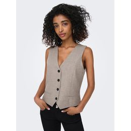 Anzugweste Only "ONLLINDA S/L MEL FIT WAISTCOAT TLR NOOS", Damen, Gr. 36, fungi detail:melange, Web, Obermaterial: 97% Polyester, 3% Elasthan, meliert, regular fit h&uuml;ftlang, tiefer V-Ausschnitt, Westen Anzugweste, mit Knopfleiste