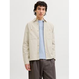 Jack & Jones Langarmhemd JACK & JONES "JPRBLURAYLE LINEN BL. SOLID LS SHIRT SN", Herren, Gr. S, N-Gr, moonstruck, Web, Obermaterial: 70% Baumwolle, 30% Leinen, unifarben, normal, Hemden Langarmhemd