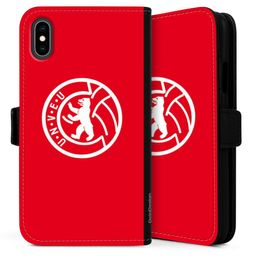 DeinDesign iPhone X Handy Klapph&uuml;lle Handyh&uuml;lle aus Kunst Leder schwarz Flip Case Bear 1. Fc Union Berlin Official Licensed Product Sideflip mit langer Lasche