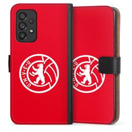 DeinDesign Galaxy A53 5G Handy Klapph&uuml;lle Handyh&uuml;lle aus Kunst Leder schwarz Flip Case Official Licensed Product 1. Fc Union Berlin Bear Sideflip mit langer 