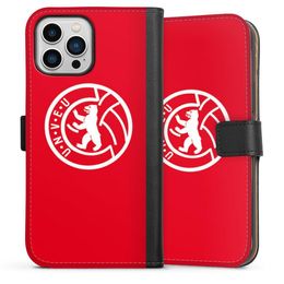 DeinDesign iPhone 13 Pro Max Handy Klapph&uuml;lle Handyh&uuml;lle aus Kunst Leder schwarz Flip Case Bear 1. Fc Union Berlin Official Licensed Product Sideflip mit langer 