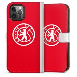 DeinDesign iPhone 12 Pro Max Handy Klapph&uuml;lle Handyh&uuml;lle aus Kunst Leder wei&szlig; Flip Case Official Licensed Product 1. Fc Union Berlin Bear Sideflip mit Lasche