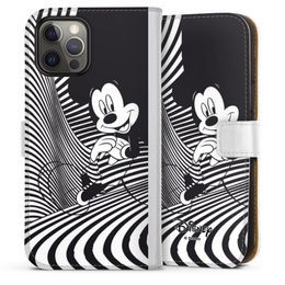 DeinDesign iPhone 12 Pro Max Handy Klapph&uuml;lle Handyh&uuml;lle aus Kunst Leder wei&szlig; Flip Case Official Licensed Product Mickey Mouse Disney Sideflip mit Lasche