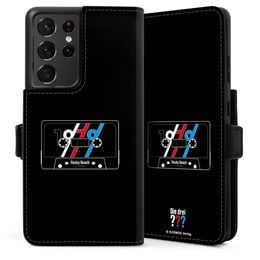 DeinDesign Galaxy S21 Ultra 5G Handy Klapph&uuml;lle Handyh&uuml;lle aus Kunst Leder schwarz Flip Case Official Licensed Product Die Drei ??? Cassette Sideflip mit Lasche