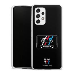 DeinDesign Galaxy A53 5G Handy Silikon H&uuml;lle Case wei&szlig; Handyh&uuml;lle Official Licensed Product Cassette Die Drei ??? Silikon Case