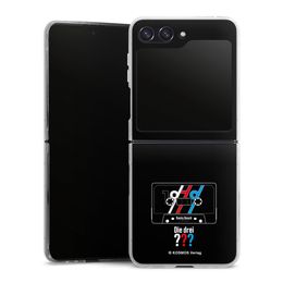 DeinDesign Galaxy Z Flip 5 Handy Hard Case Schutzh&uuml;lle transparent Smartphone Handy H&uuml;lle Official Licensed Product Die Drei ??? Cassette Hard Case