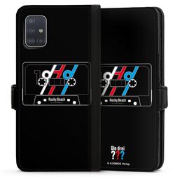 DeinDesign Galaxy A51 Handy Klapph&uuml;lle Handyh&uuml;lle aus Kunst Leder schwarz Flip Case Official Licensed Product Die Drei ??? Cassette Sideflip mit Lasche