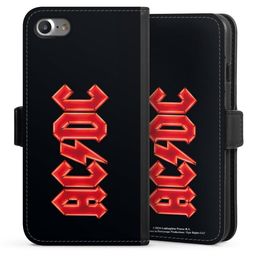 DeinDesign iPhone SE (2020) Handy Klapph&uuml;lle Handyh&uuml;lle aus Kunst Leder schwarz Flip Case Official Licensed Product Acdc Logo Sideflip mit Lasche
