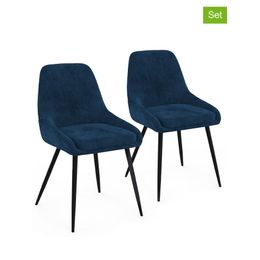 IDOMYA Factory 2er-Set: Esszimmerst&uuml;hle "Olivia" in Blau - (B)47,5 x (H)79 x (T)54 cm - 70% | Sitzmoebel