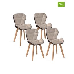 IDOMYA Factory 4er-Set: St&uuml;hle "Gladys" in Beige/ Braun - (B)50 x (H)79 x (T)46 cm - 71% | Sitzmoebel