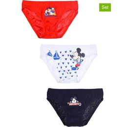 Disney Mickey Mouse 3er-Set: Slips "Mickey" in Dunkelblau/ Wei&szlig;/ Rot - 25% | Gr&ouml;&szlig;e 104/110 | Kinder-waesche