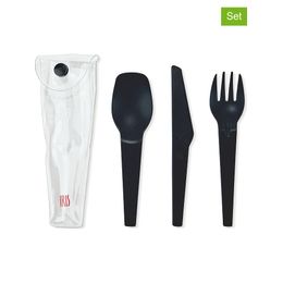 Iris 3tlg. Besteck-Set in Schwarz - (L)15,5 cm - 22% | Gedeckter-tisch