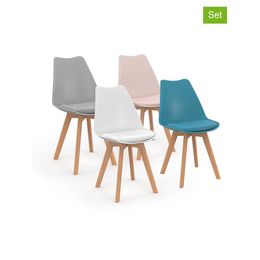 IDOMYA Factory 4er-Set: St&uuml;hle in Grau/ Wei&szlig;/ Rosa/ Blau - (B)46 x (H)79,5 x (T)51 cm - 66% | Sitzmoebel
