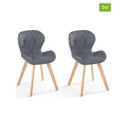 IDOMYA Factory 2er-Set: Esszimmerst&uuml;hle "Gatsby" in Grau - (B)50 x (H)79 x (T)48 cm - 71% | Sitzmoebel