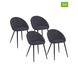 IDOMYA Factory 4er-Set: St&uuml;hle "Dory" in Anthrazit/ Schwarz - (B)52 x (H)77 x (T)54 cm - 72% | Sitzmoebel