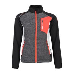 Peak Mountain Fleecejacke "Acerin" in Grau/ Schwarz/ Orange - 65% | Gr&ouml;&szlig;e S | Damenjacken